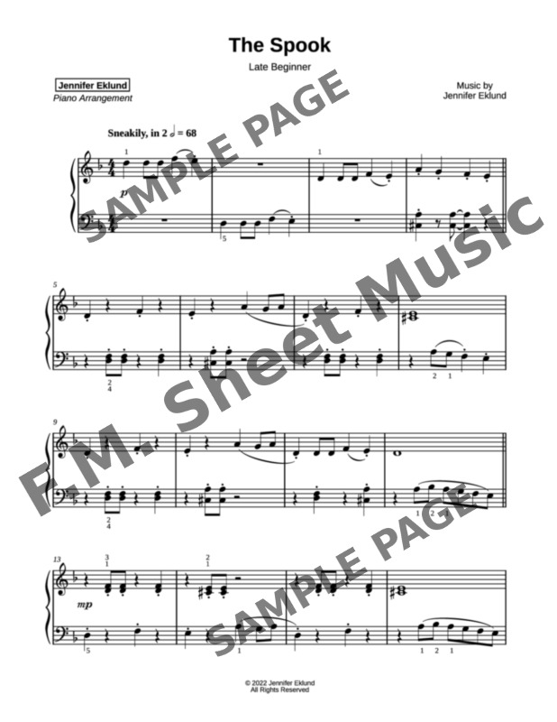 The Spook (for Late Beginners) By Jennifer Eklund - F.M. Sheet Music ...
