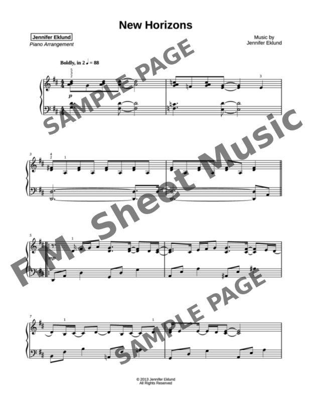 New Horizons (Intermediate Piano) By Jennifer Eklund - F.M. Sheet Music ...