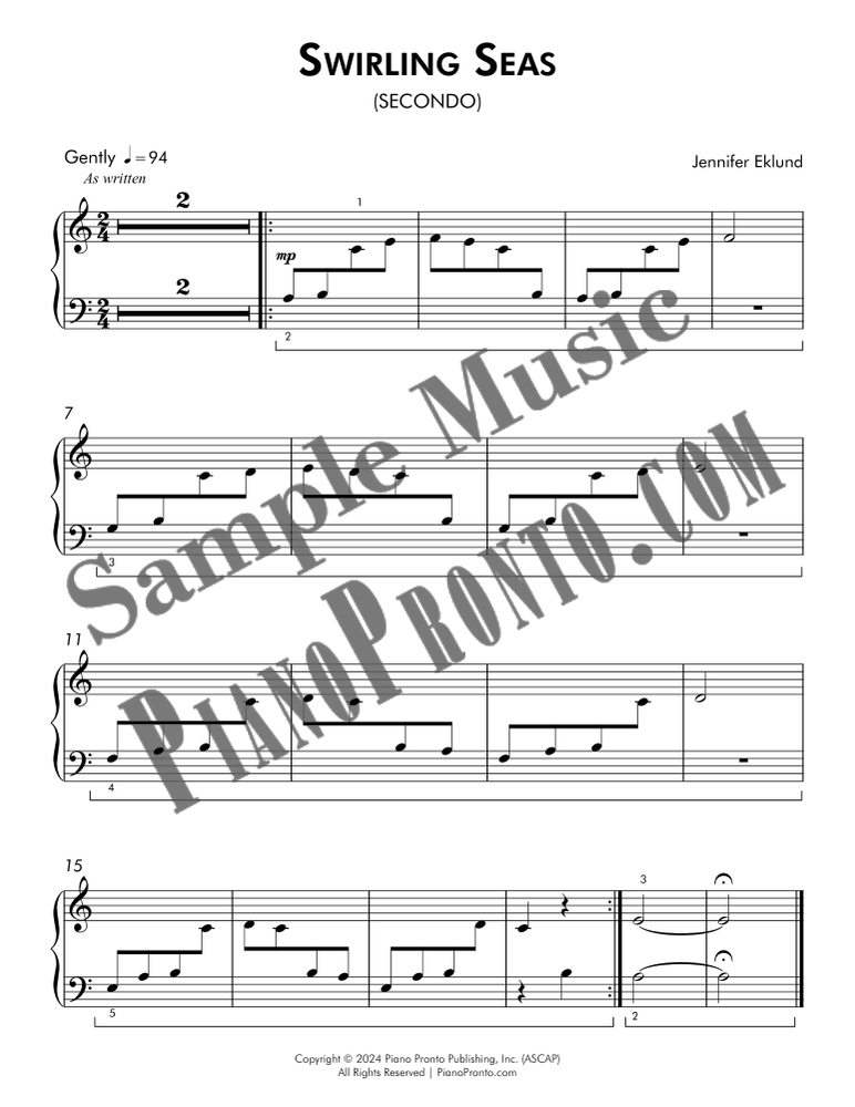 Swirling Seas (Duet for Beginners) By Jennifer Eklund - F.M. Sheet ...