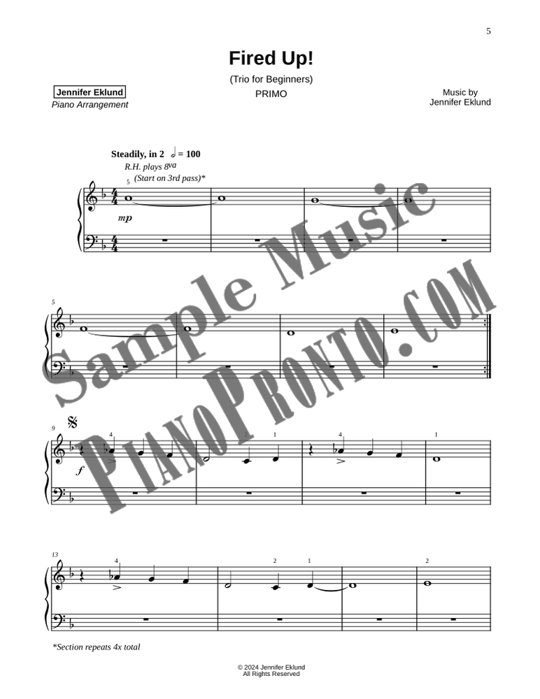 Fired Up! (Trio for Beginners) By Jennifer Eklund - F.M. Sheet Music ...