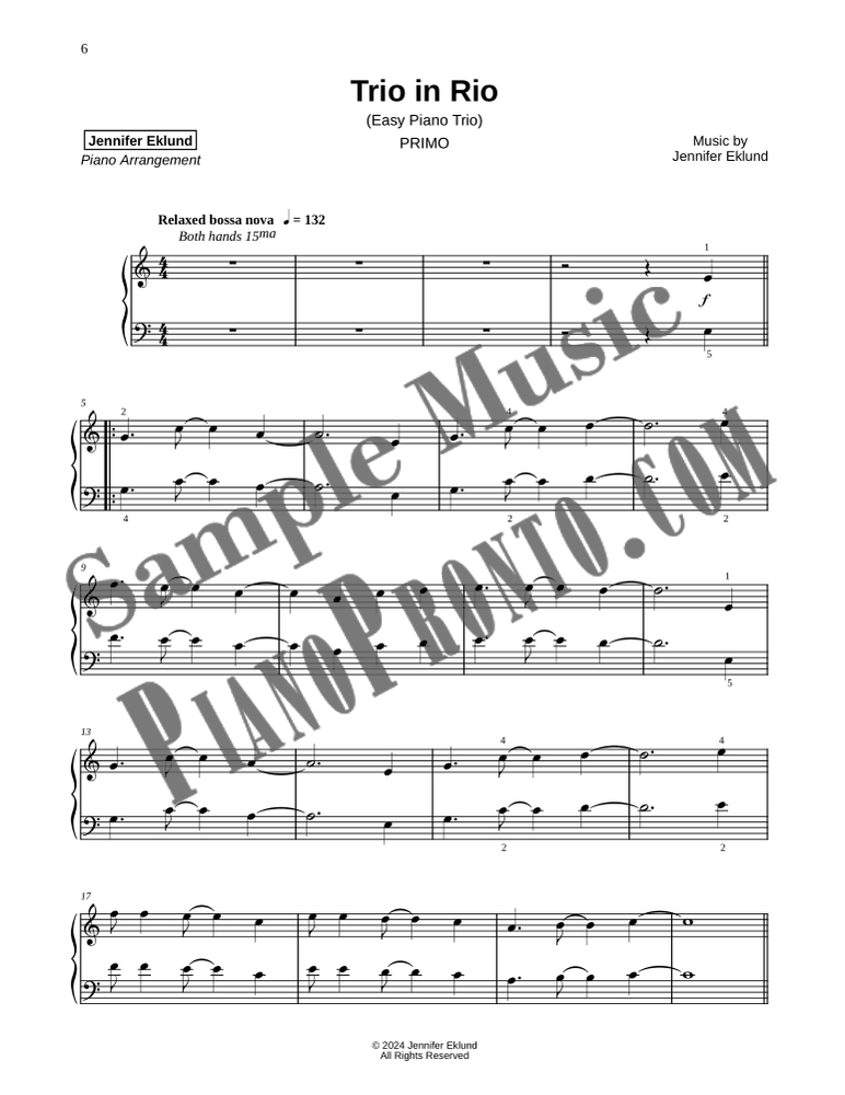 Trio in Rio (Easy Trio) By Jennifer Eklund - F.M. Sheet Music - Pop ...
