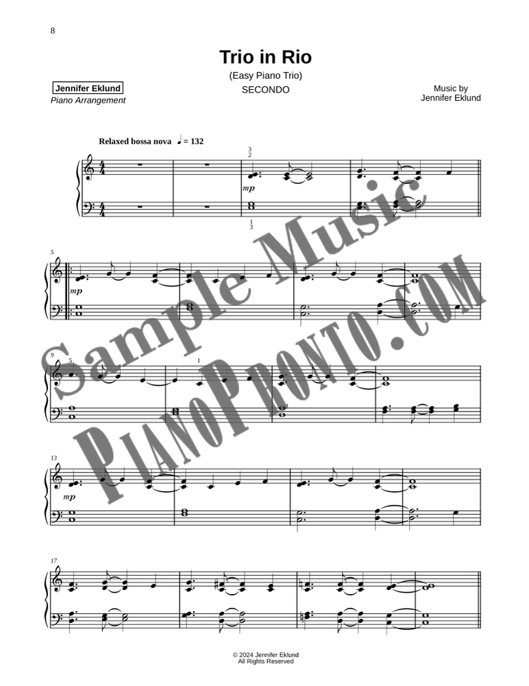 Trio in Rio (Easy Trio) By Jennifer Eklund - F.M. Sheet Music - Pop ...