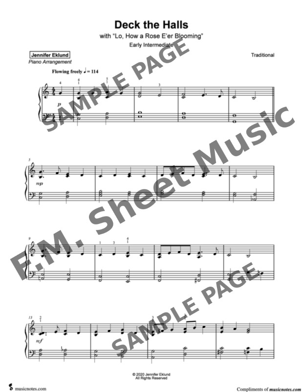 Deck the Halls (Easy Jazz Piano Solo) By - F.M. Sheet Music - Pop ...