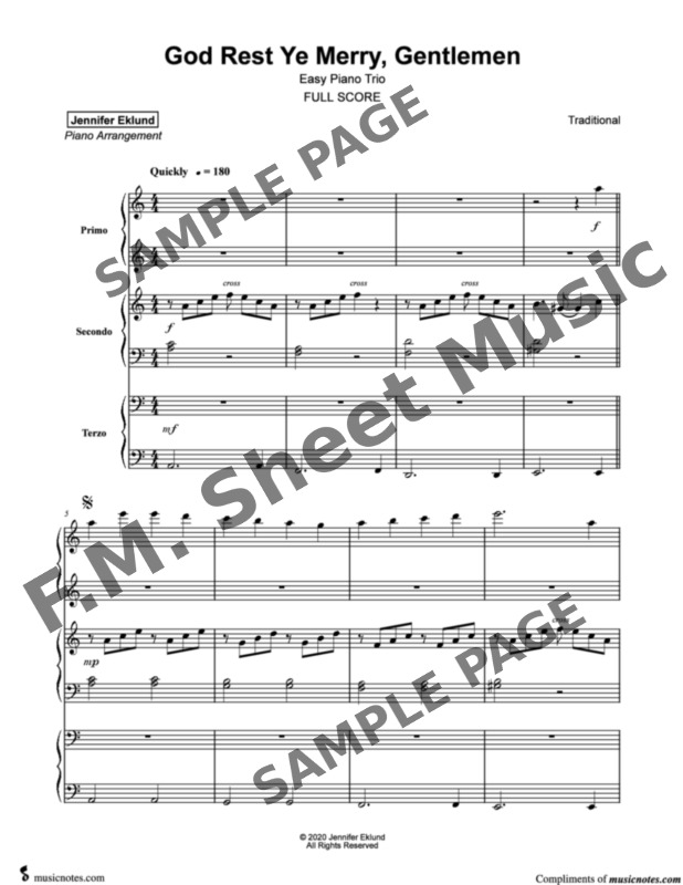 God Rest Ye Merry, Gentlemen (Easy Piano Trio) By - F.M. Sheet Music ...