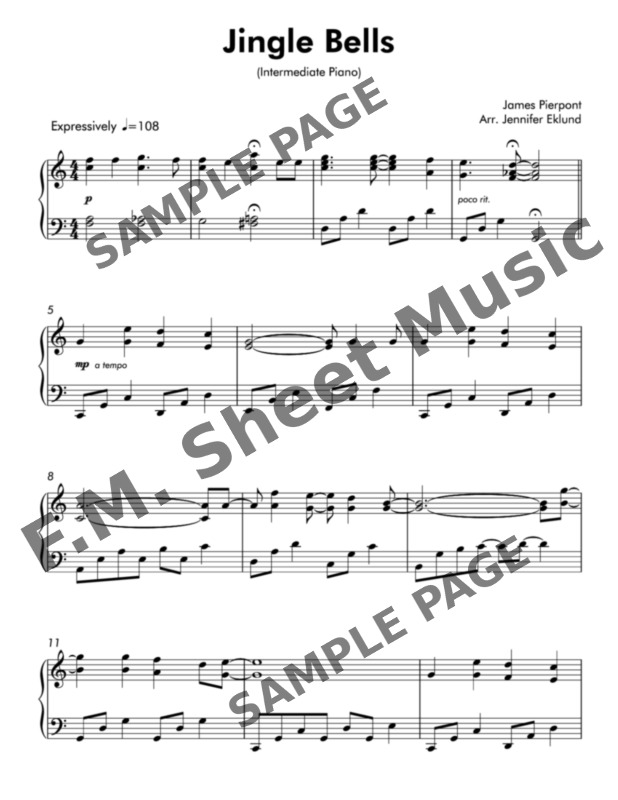 Jingle Bells (Lyrical Intermediate Piano) By - F.M. Sheet Music - Pop ...