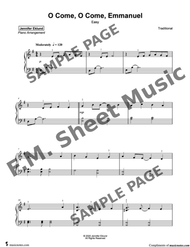 O Come, O Come, Emmanuel (Easy Piano) By - F.M. Sheet Music - Pop ...