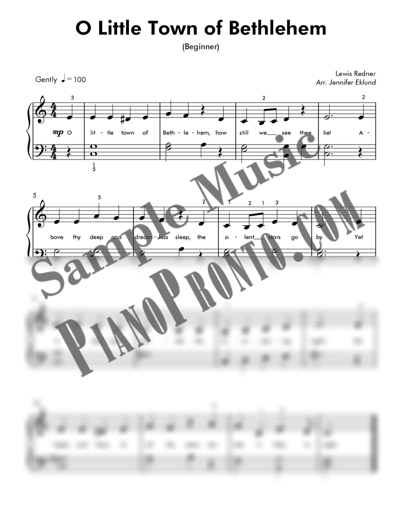 O Little Town of Bethlehem (for Beginners) By - F.M. Sheet Music - Pop ...