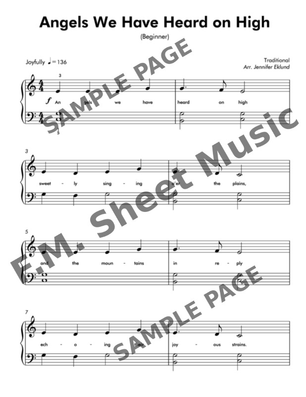 Angels We Have Heard on High (for Beginners) By - F.M. Sheet Music ...