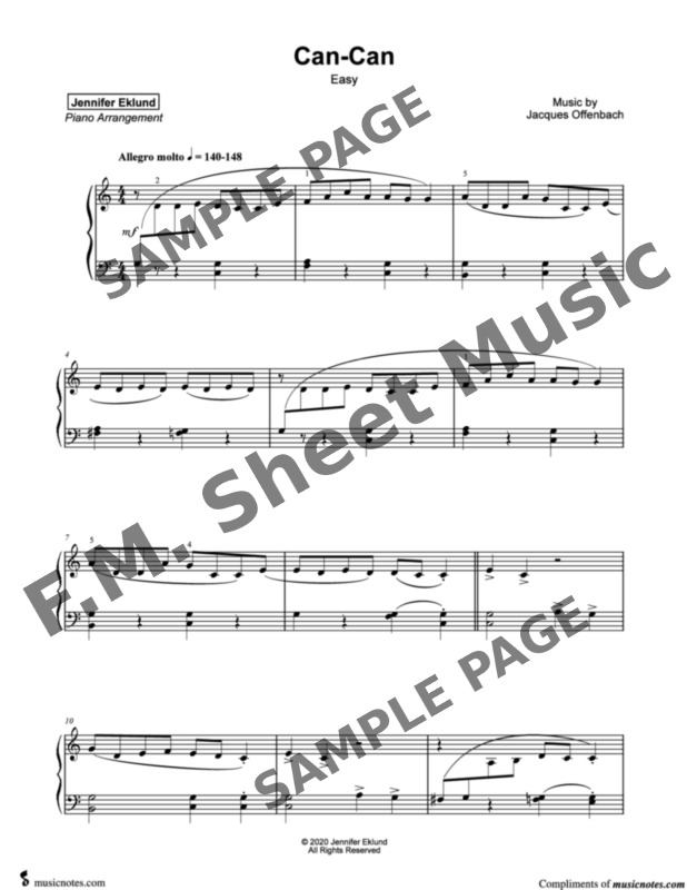 Can Can (Easy Piano) By - F.M. Sheet Music - Pop Arrangements by ...