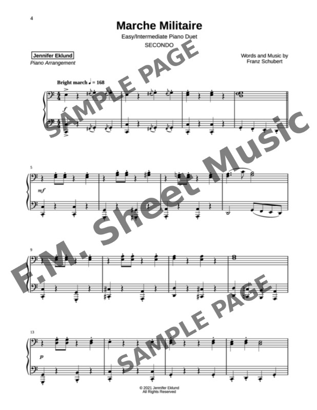 Marche Militaire (Easy Piano with Duet) By - F.M. Sheet Music - Pop ...