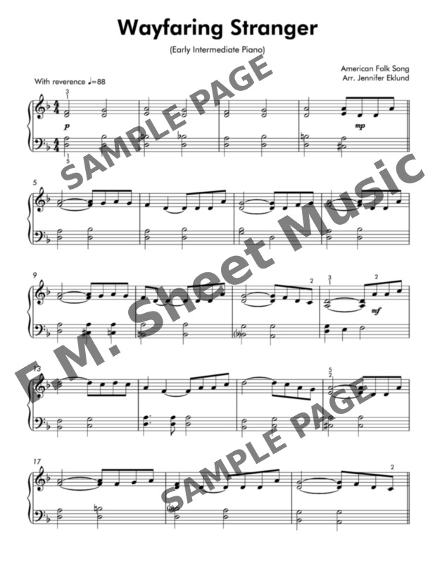 Wayfaring Stranger (Early Intermediate) By - F.M. Sheet Music - Pop ...
