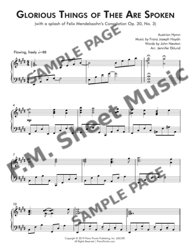 Glorious Things of Thee Are Spoken (Late Intermediate Piano) By - F.M ...