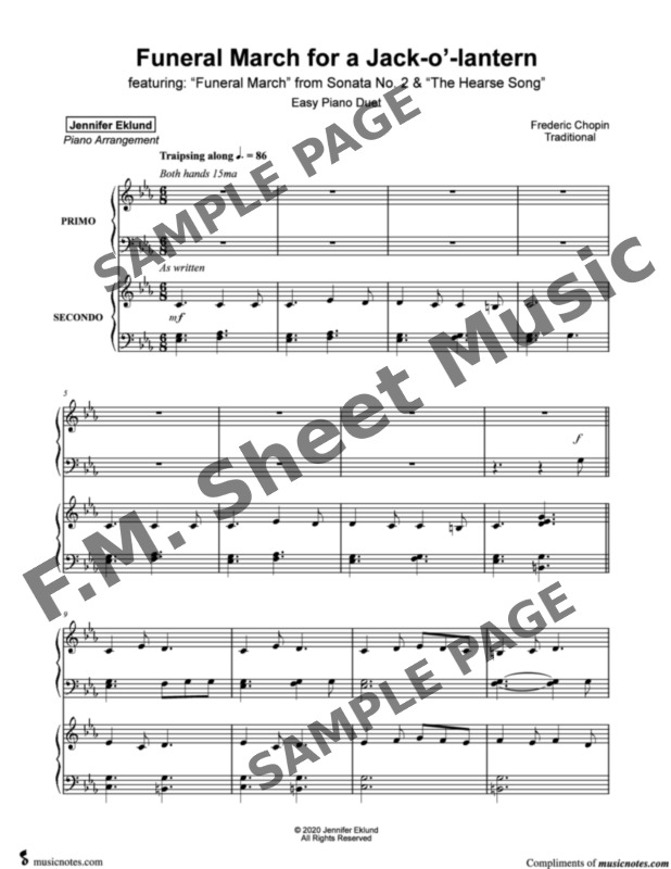 Funeral March for a Jack-o'-lantern (Easy Piano Duet) By - F.M. Sheet ...