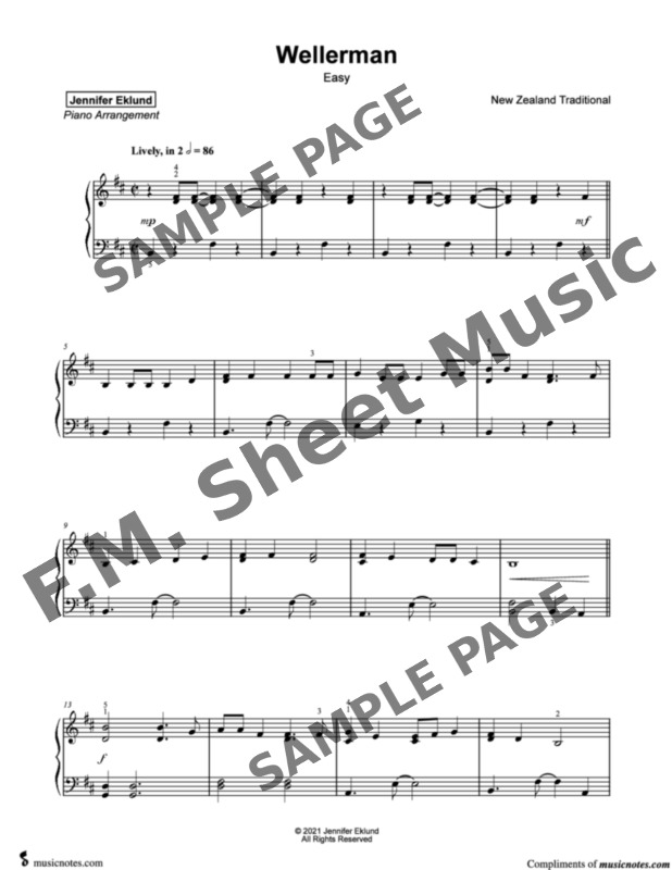 Wellerman (Easy Piano) By - F.M. Sheet Music - Pop Arrangements by ...