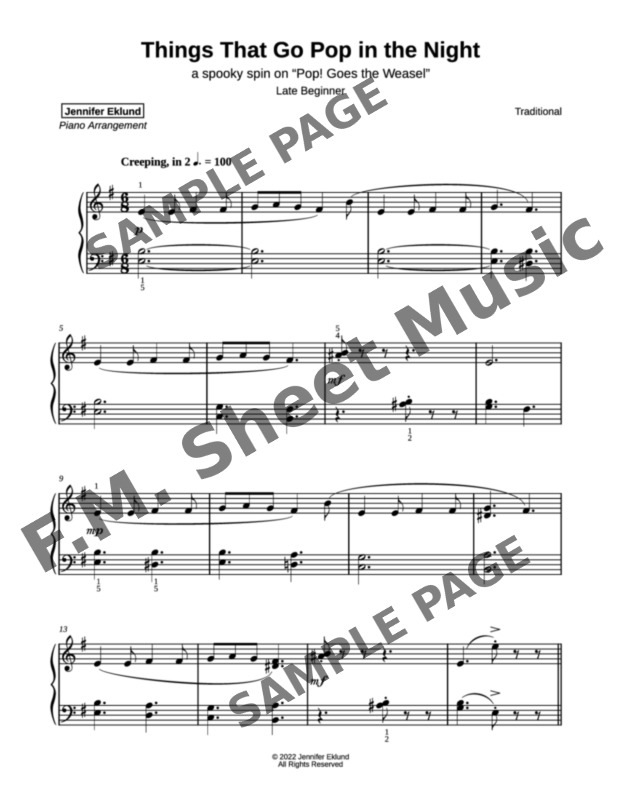 Things That Go Pop in the Night (for Late Beginners) By - F.M. Sheet ...