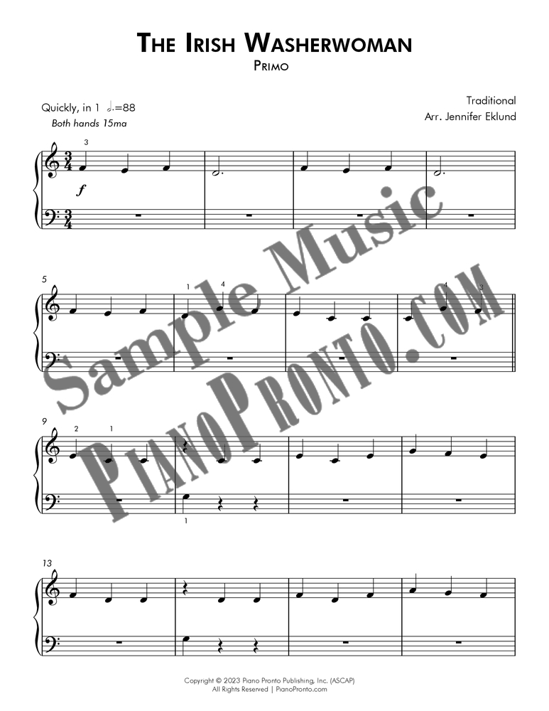 The Irish Washerwoman (Trio for Beginners) By - F.M. Sheet Music - Pop ...