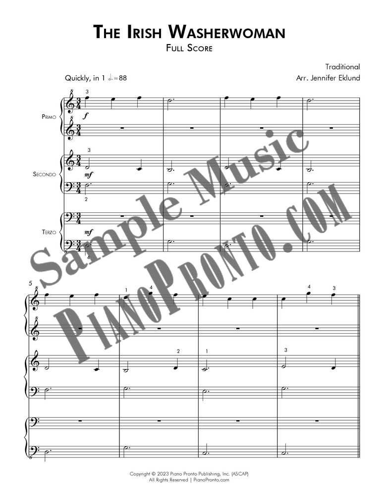 The Irish Washerwoman (Trio for Beginners) By - F.M. Sheet Music - Pop ...