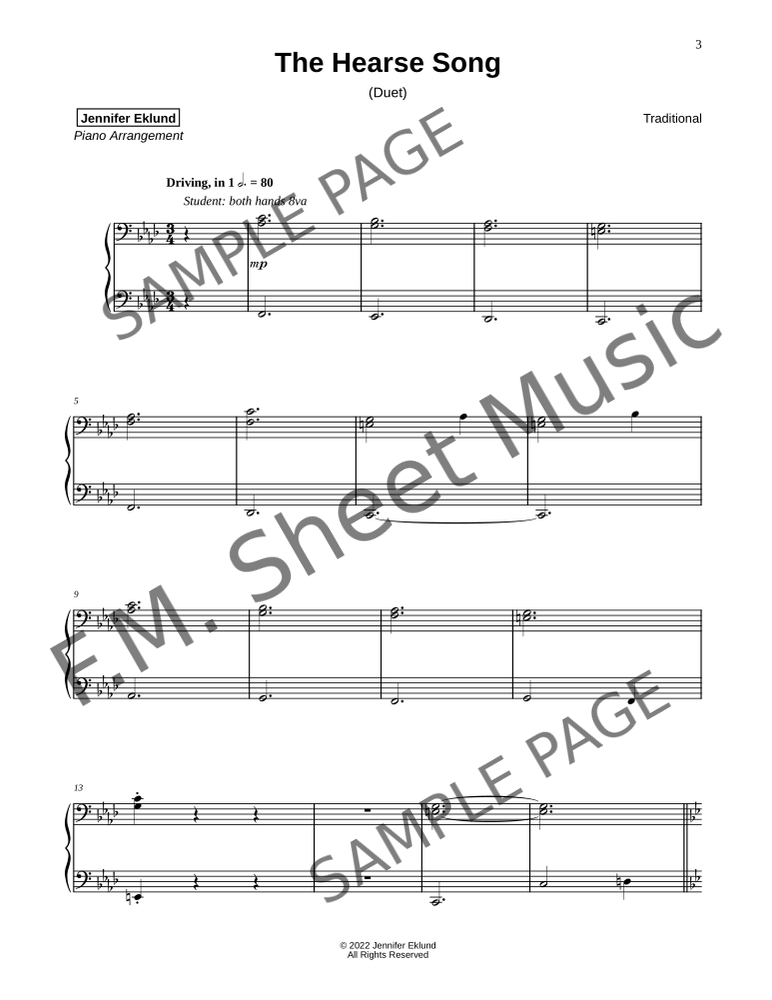 The Hearse Song (Beginner Solo with Duet) By - F.M. Sheet Music - Pop ...