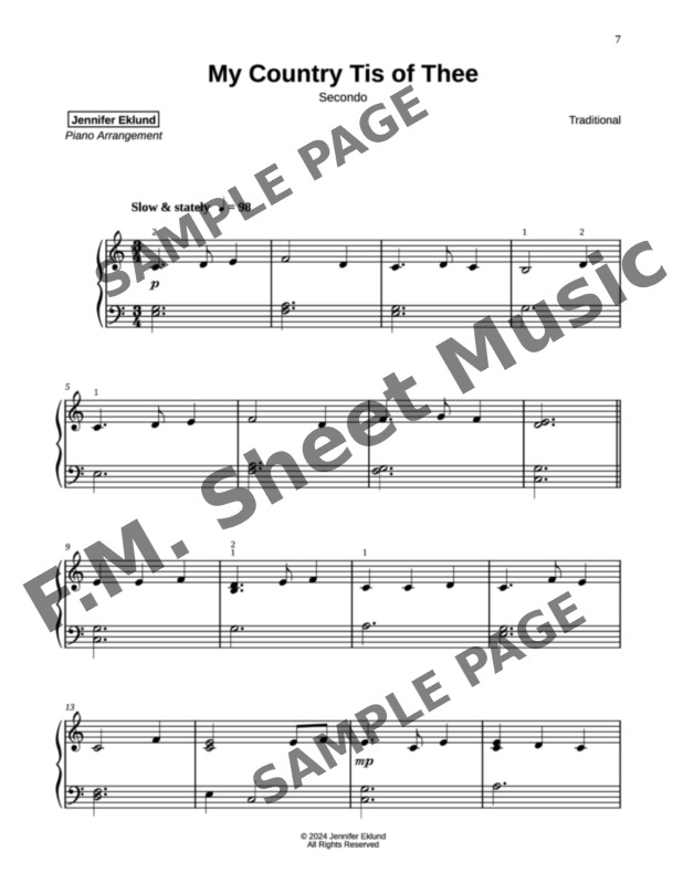 My Country, 'Tis of Thee (Trio for Beginners) By - F.M. Sheet Music ...