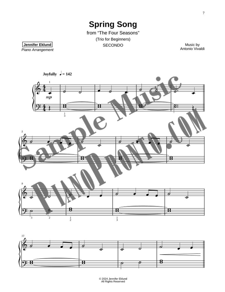 Spring Song (from The Four Seasons) (Trio for Beginners) By - F.M ...
