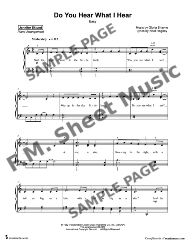 Do You Hear What I Hear (Easy Piano) By Bing Crosby - F.M. Sheet Music ...