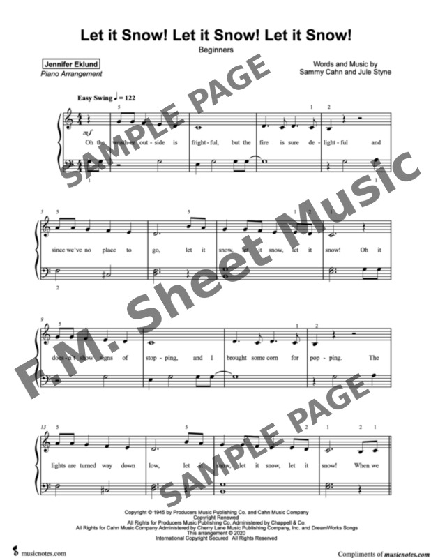 Let It Snow! Let It Snow! Let It Snow! (for Beginners) By Sammy Cahn ...