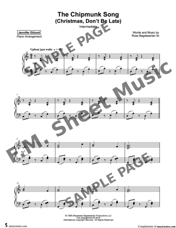 The Chipmunk Song (Christmas Don't Be Late) - Intermediate Jazz Piano ...