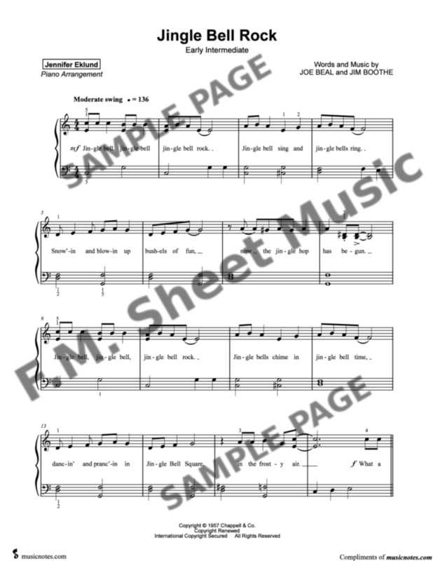 Jingle Bell Rock (Early Intermediate Piano) By Bobby Helms - F.M. Sheet ...