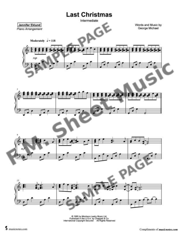 Last Christmas (Intermediate Piano) By George Michael, Wham! - F.M ...