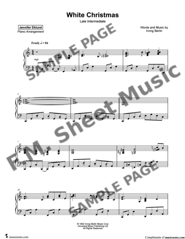 White Christmas (Late Intermediate Piano) By Irving Berlin - F.M. Sheet ...