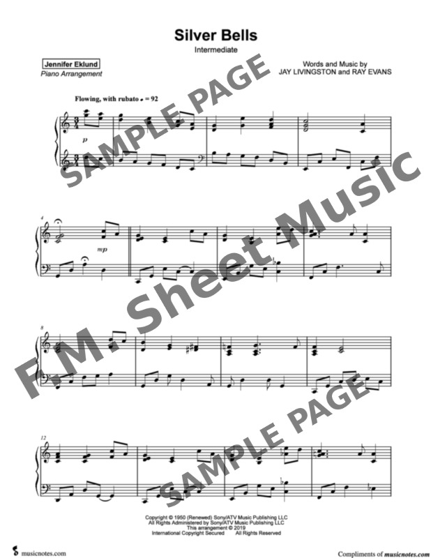 Silver Bells (Intermediate Lyrical Piano) By Bing Crosby - F.M. Sheet ...
