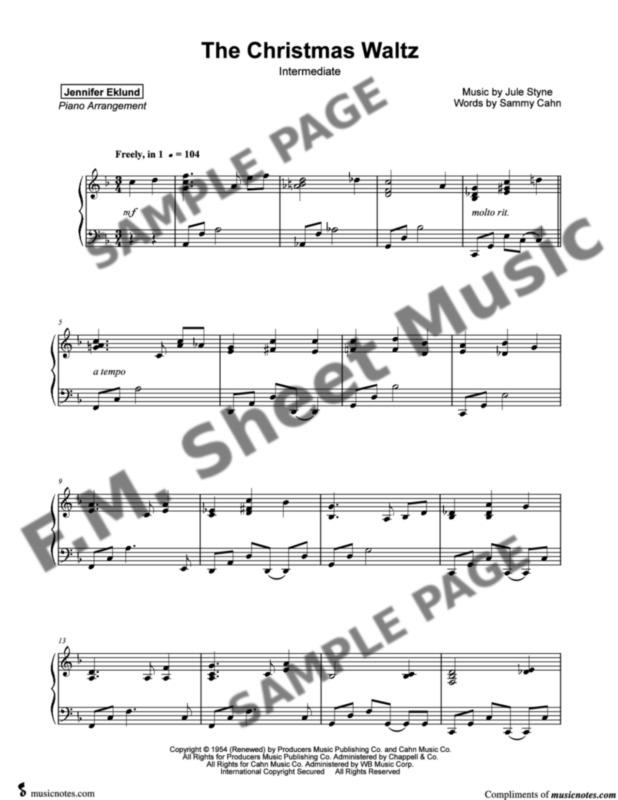 The Christmas Waltz (Intermediate Piano: Mixed Tempo) By Frank Sinatra ...