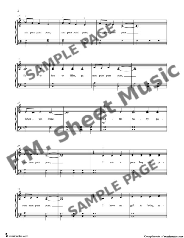 The Little Drummer Boy (Easy Piano) By Katherine Davis, Harry Simeone ...