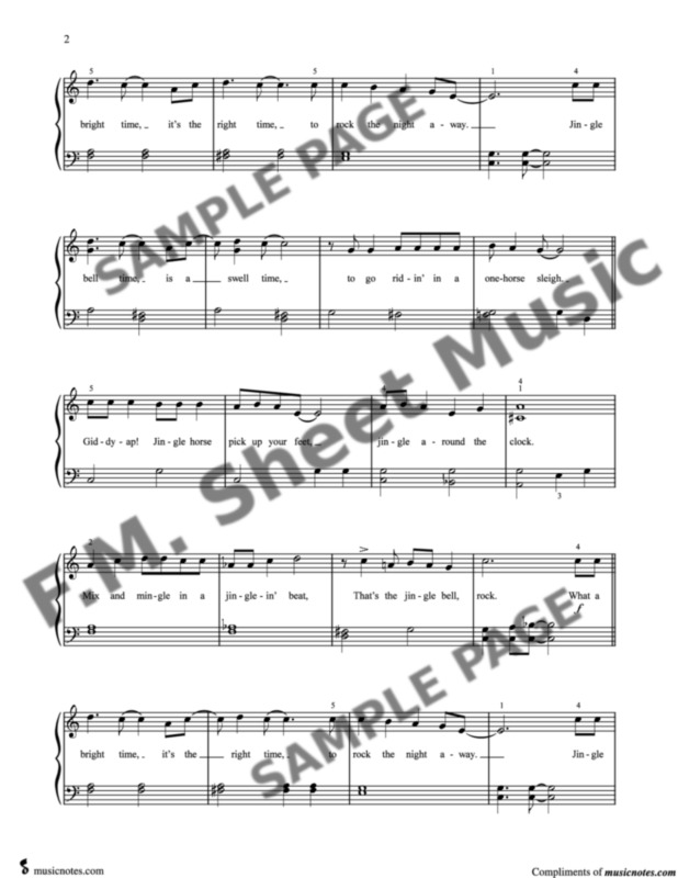 Jingle Bell Rock (Easy Piano) By Bobby Helms - F.M. Sheet Music - Pop ...