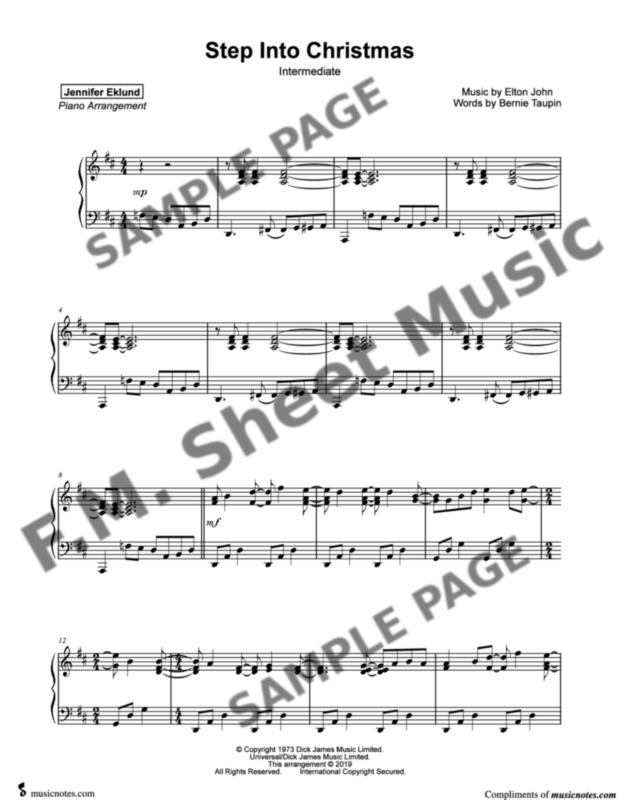 Step Into Christmas (Intermediate Piano) By Elton John - F.M. Sheet ...