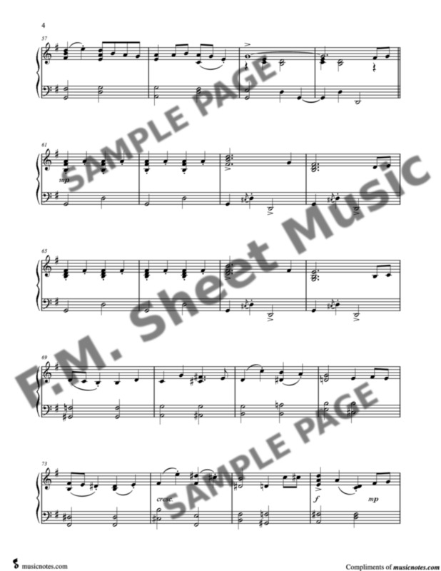 Sleigh Ride (Intermediate Piano) By Johnny Mathis - F.M. Sheet Music ...