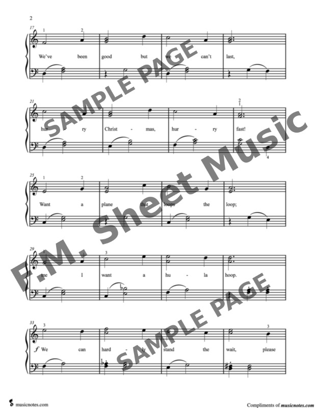 The Chipmunk Song (Christmas Don't Be Late) (Easy Piano) By Alvin & The ...