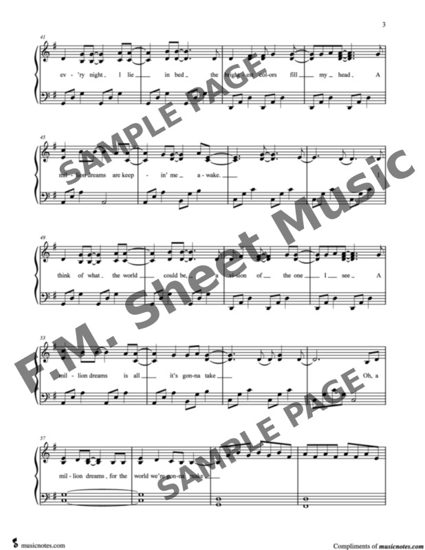 A Million Dreams (Early Intermediate Piano) By The Greatest Showman - F ...