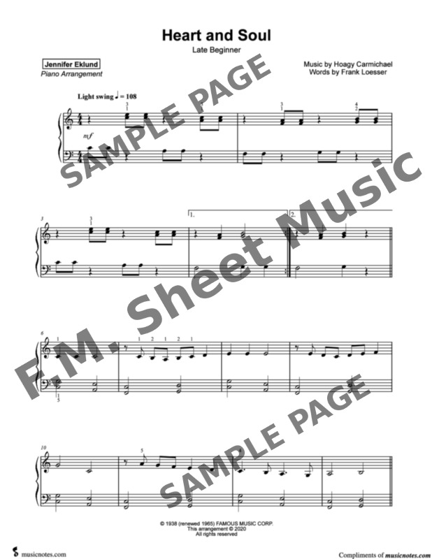 Heart And Soul (Late Beginners) By Hoagy Carmichael, The Cleftones - F ...