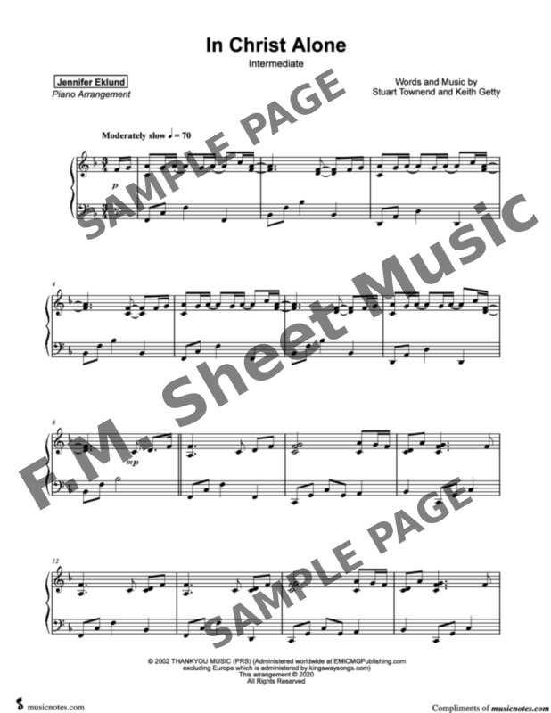 In Christ Alone (Intermediate Piano) By Passion - F.M. Sheet Music ...