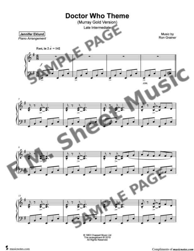 Doctor Who Theme (Late Intermediate Piano) By Murray Gold - F.M. Sheet ...