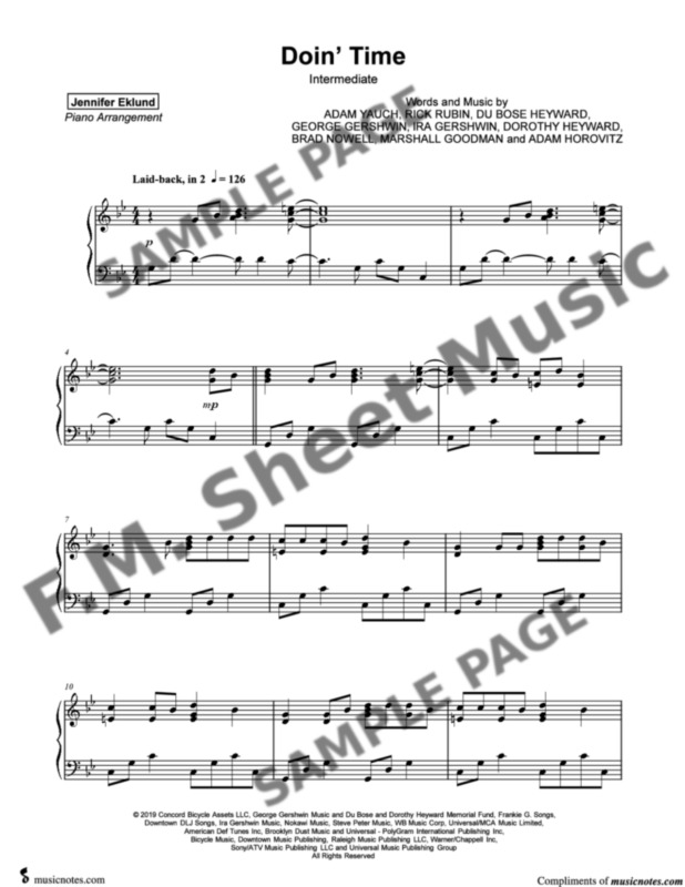 Doin' Time (Lana Del Rey Version) (Intermediate Piano) By Lana Del Rey ...