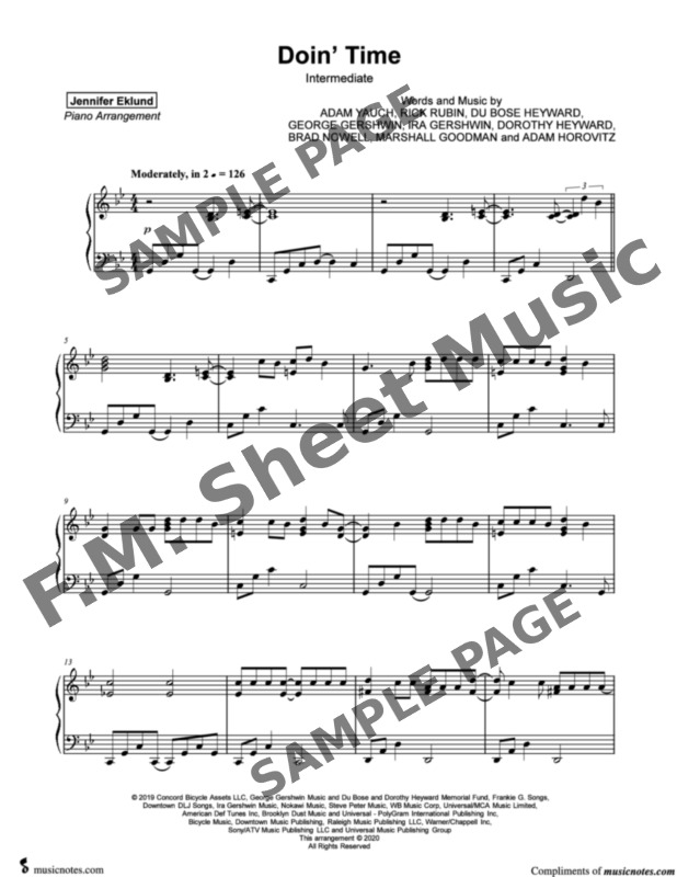 Doin' Time (Sublime Version) (Intermediate Piano) By Sublime - F.M ...