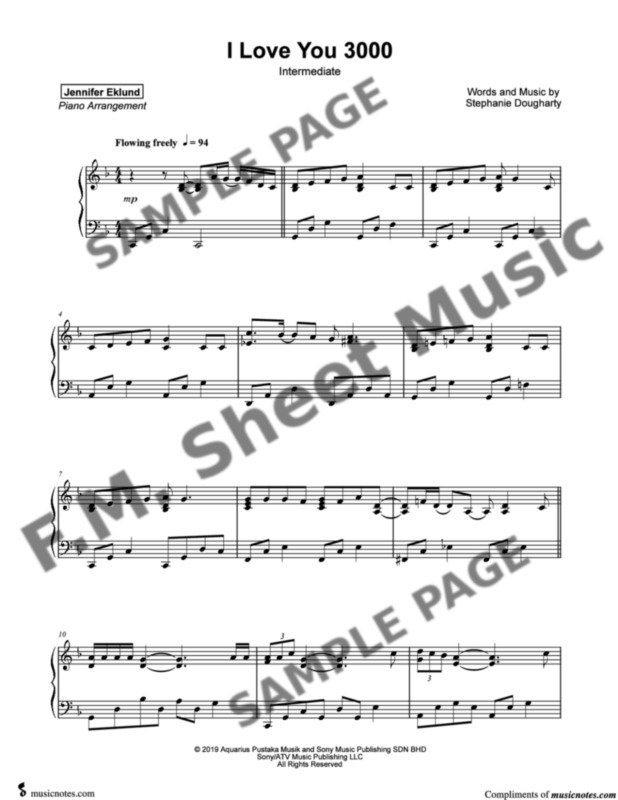 I Love You 3000 (Intermediate Piano) By Stephanie Poetri - F.M. Sheet ...