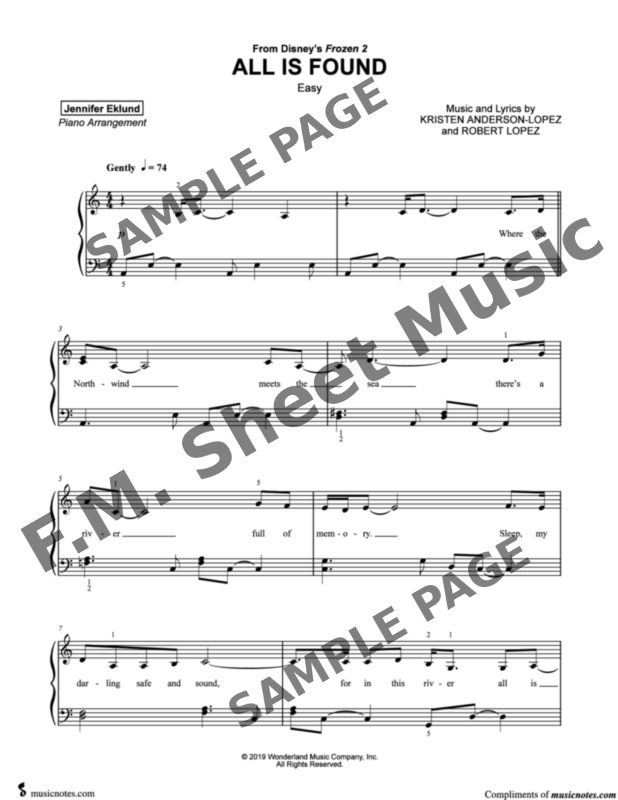 All Is Found (Frozen 2 - Movie Version) (Easy Piano) By Evan Rachel ...