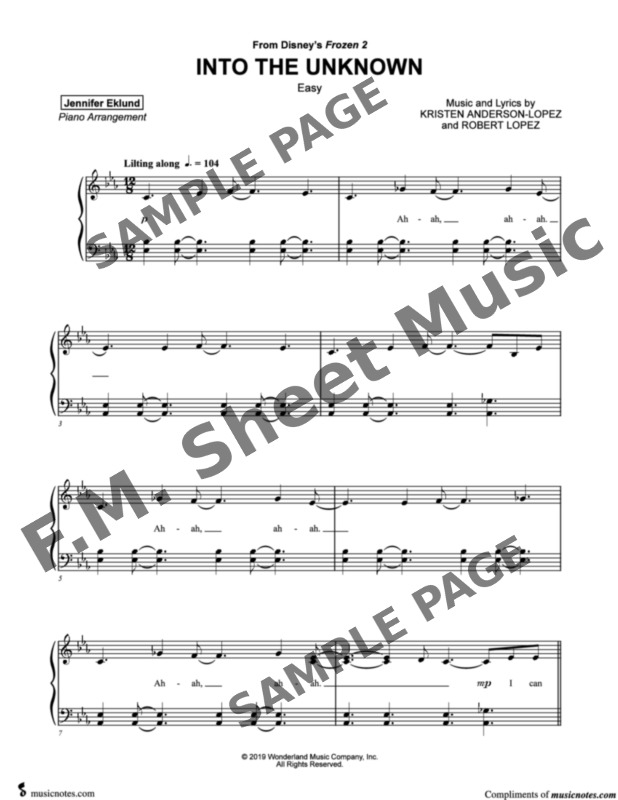 Into the Unknown (Frozen 2 - Movie Version) (Easy Piano) By Idina ...