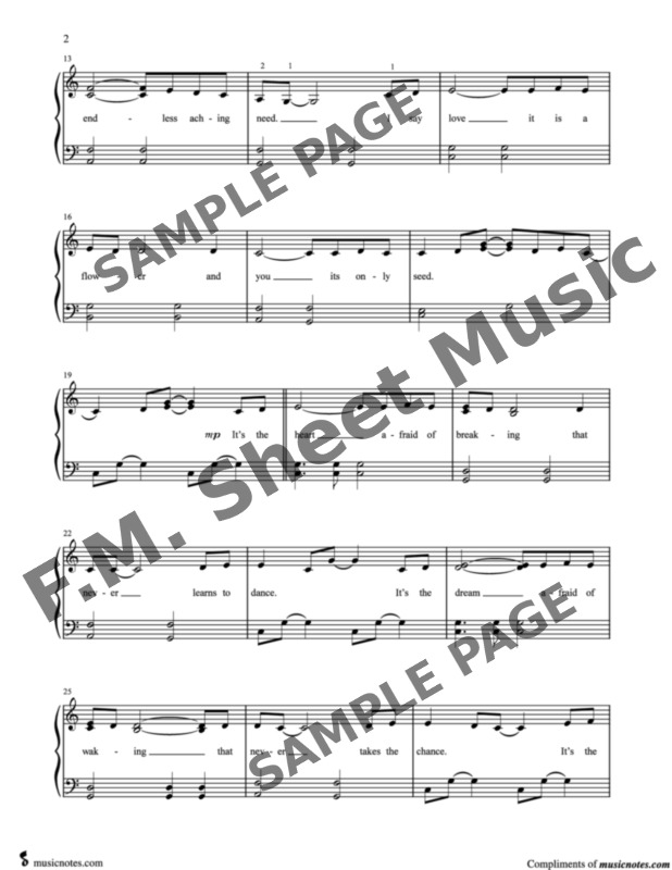 The Rose (Easy Piano) By Amanda McBroom - F.M. Sheet Music - Pop ...