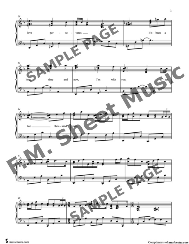 Two Thousand Years (Intermediate Piano) By Billy Joel - F.M. Sheet ...