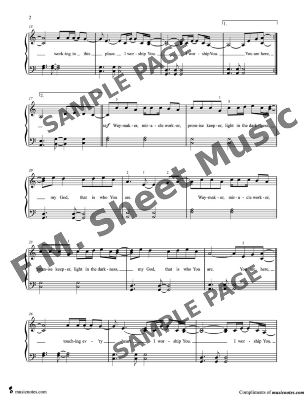 Way Maker (Easy Piano) By Sinach, Leeland - F.M. Sheet Music - Pop ...
