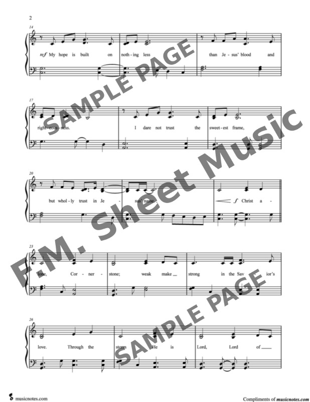 Cornerstone (Studio Version) (Easy Piano) By Hillsong Worship - F.M ...